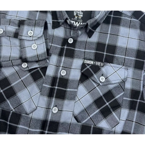 DIXXON | Shirts | Dixxon Flannel Cholo Shirt Mens Small Gray Plaid ...